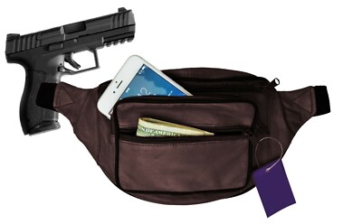 Black Leather Concealed Carry Weapon Fanny Pack Pistol Handgun Waist ...
