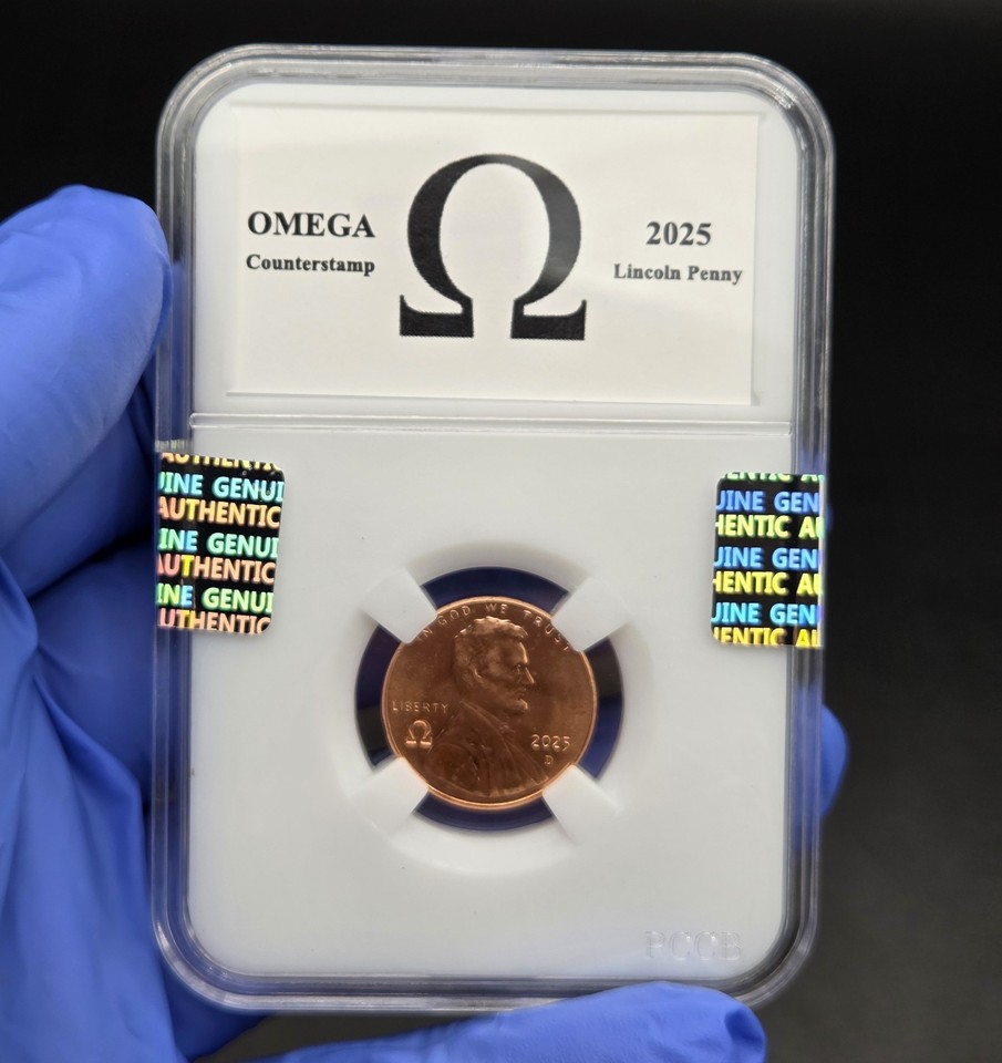 2025 Lincoln Shield D Penny Cent OMEGA Ω Counterstamp with Slab Holder ...