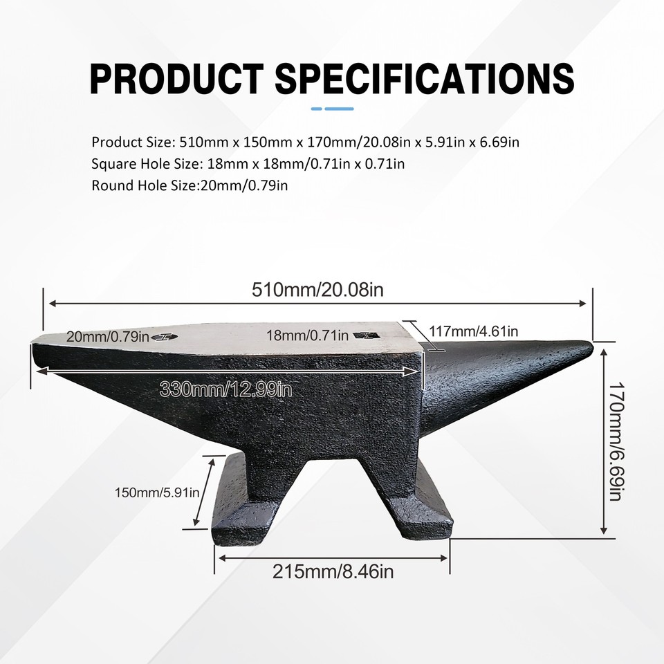 66Lbs Cast Steel Anvil Four holes in the Base for Fixing Metalsmith ...