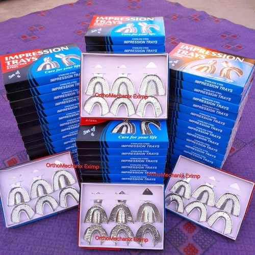 70 Set Lot 6 Metal Dental Impression Trays set Upper & Lower Denture ...