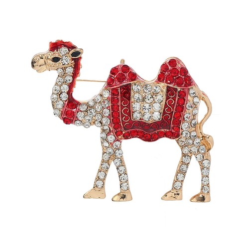 New Creative Full of White Rhinestone Cute Red Camel Pins Animal ...