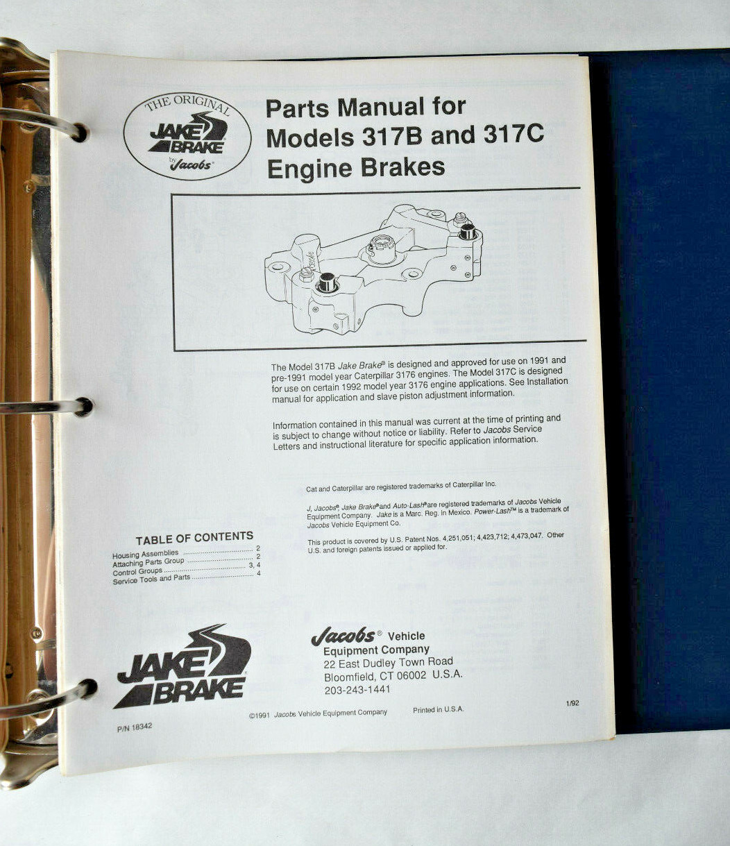 Jacobs Engine Brake Information Installation / Parts Manuals ...
