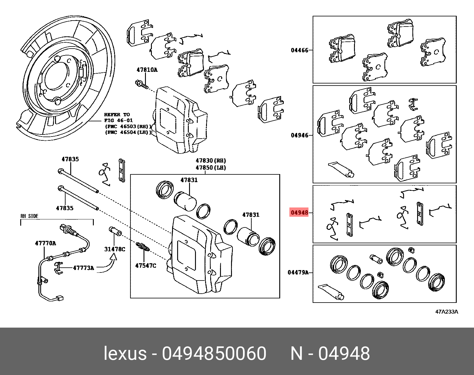 Genuine OE Clip Brake Pads 0494850060 for Toyota 04948-50060 | eBay