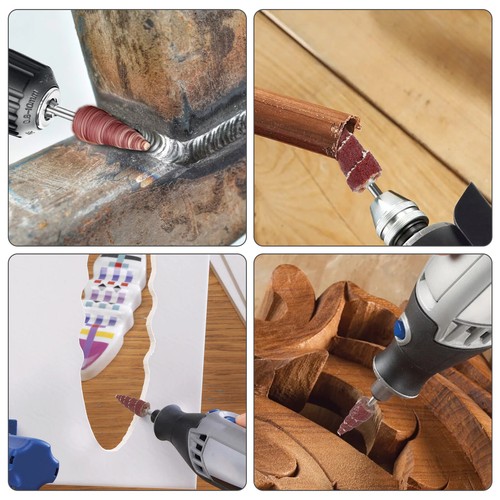 60pcs Cone Shape Abrasive Flap Wheel 1/8" Shank for Deburring Sanding ...