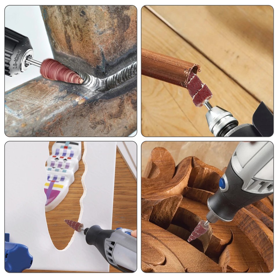 60pcs Cone Shape Abrasive Flap Wheel 1/8" Shank for Deburring Sanding ...