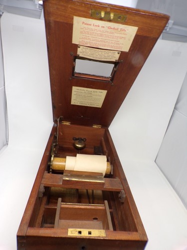 Antique Gledhill cash box till register England bell wood brass combo ...