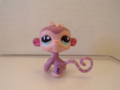 Littlest Pet Shop~#1644~Monkey~Purple~Striped Tail~Blue Dot Eyes~Blue ...