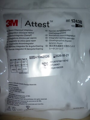 3M Attest 1243B Biological Indicator For Steam Sterilization 100/BX Exp ...
