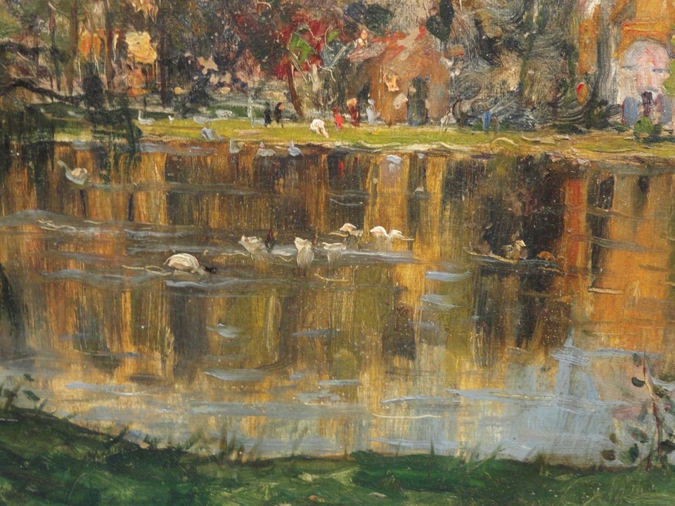 GIOVANNI RAVA (1874-1944) IMPRESSIONIST PAINTING MASTERPIECE "LAGOON ...