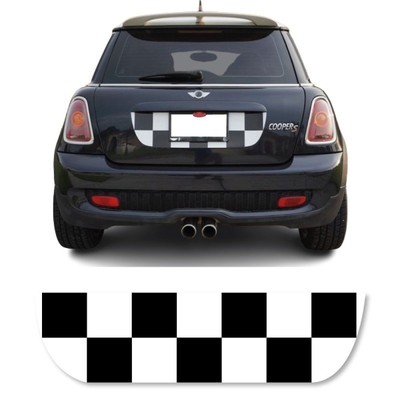 Mini Cooper Chequered Trunk License Plate Stickers | eBay