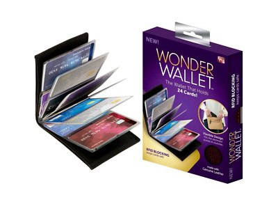 Wonder Wallet Black Leather Amazing Slim Thin RFID Wallets - As Seen on ...