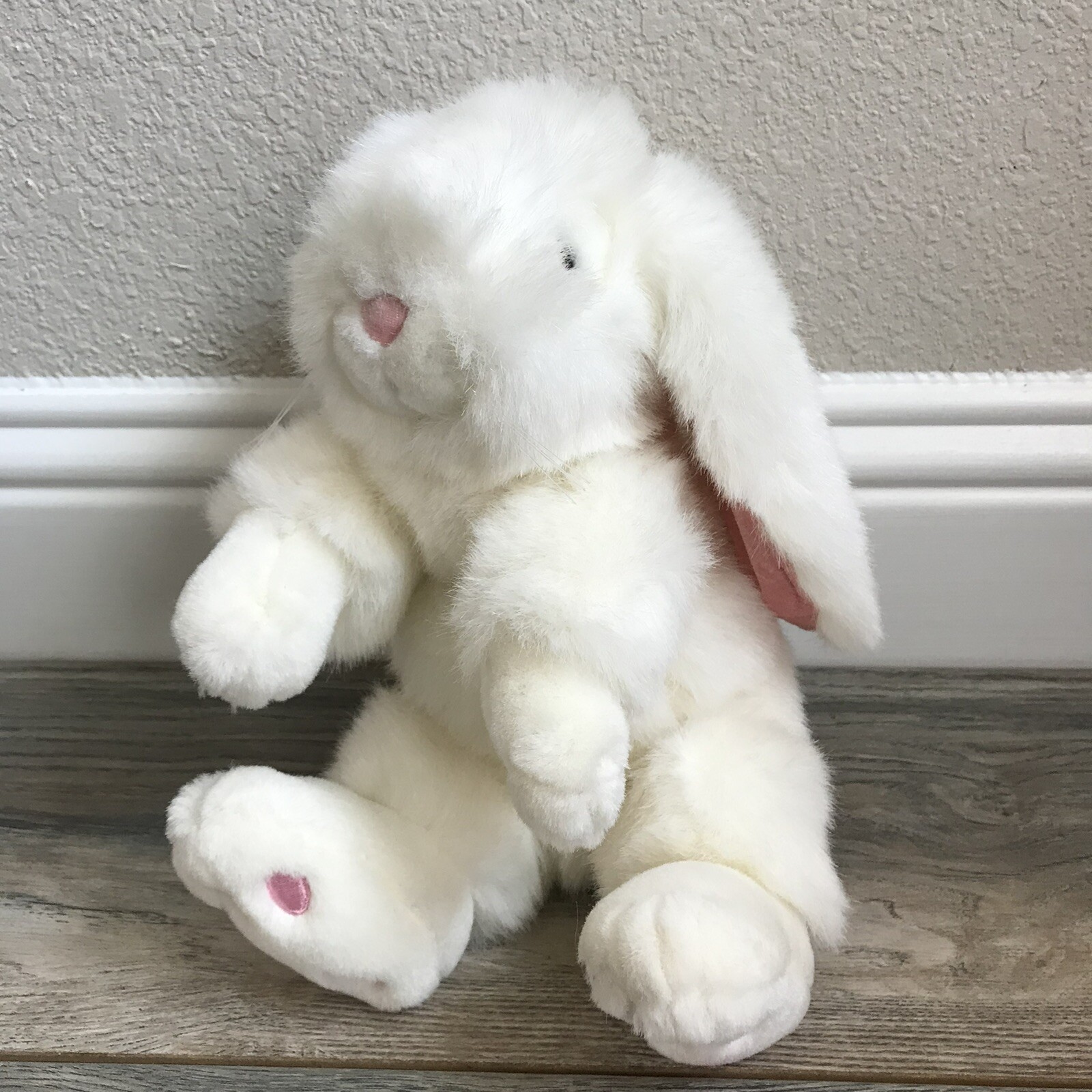 Fiesta White Bunny Pink Floppy Ears Nose Lovey Easter Plush # L 05701 ...