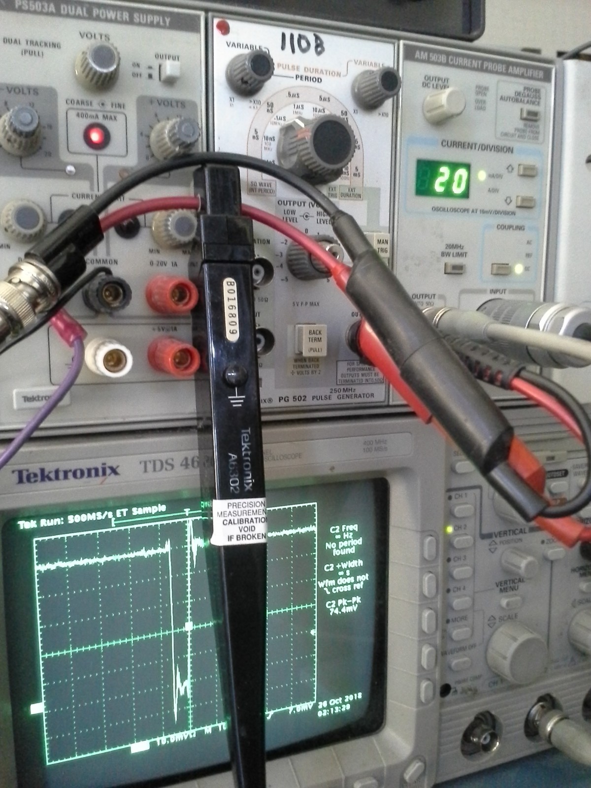 Tektronix Oscilloscope Current probe 50 MHz 20A TESTED A6302 AM503A ...