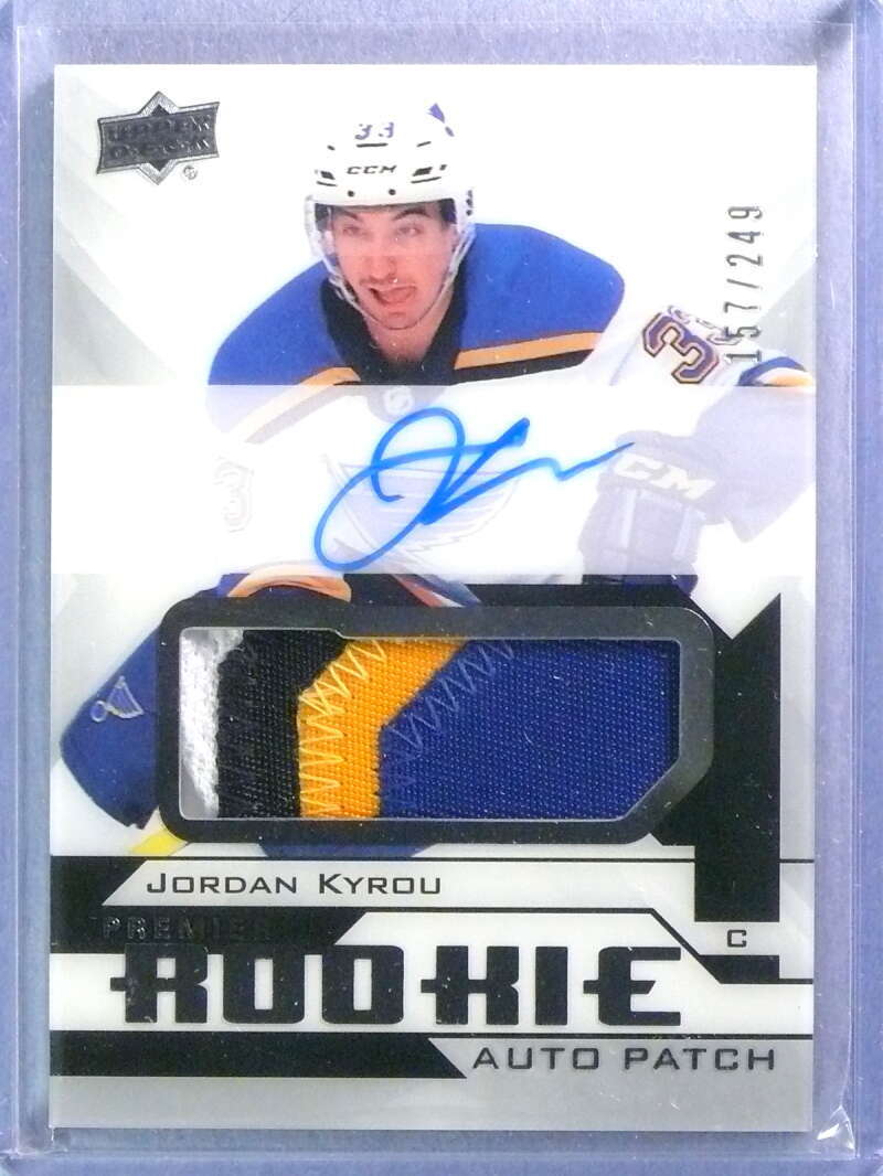 2018-19 UD Premier Hockey Jordan Kyrou Rookie RC Patch Jersey Autograph ...