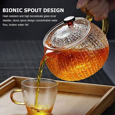 550ml White Tea Kettle Glass Teapot Handle Crystal Clear Stovetop ...