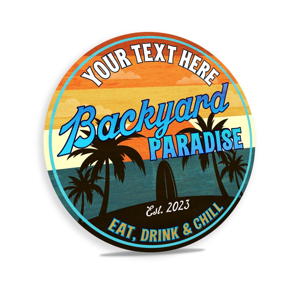 Personalized Backyard Paradise Sign Tropical Decor Pool Art Beach ...