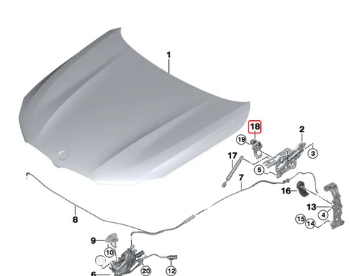 Right side Active Bonnet Actuator for BMW G30 F90 M5 520i 530i 540i ...