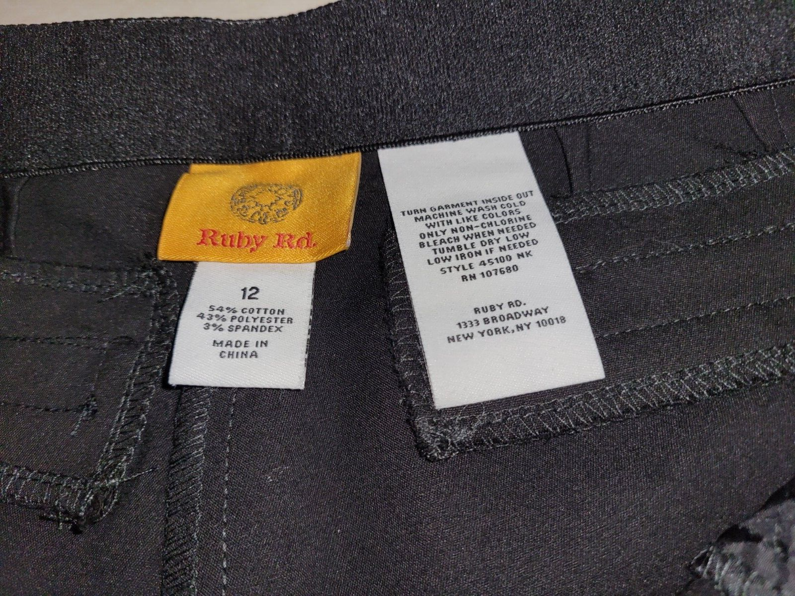 NEW Ruby Road Women Cropped Pants Capris Size 12 Black Cotton Stretch ...