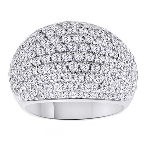 Dome Weddg Band Ring Simulated Diamond Pave Set 14K White Gold Plated ...