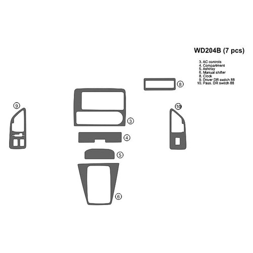For Honda Prelude 88 B&I 2D Real Yellow Carbon Fiber Full Dash Kit 7 ...
