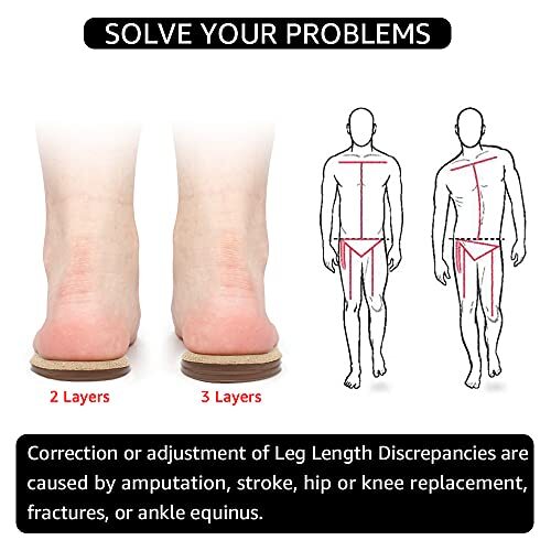 Adjustable Orthopedic Heel Lift Inserts Height Increase Insoles for Leg ...