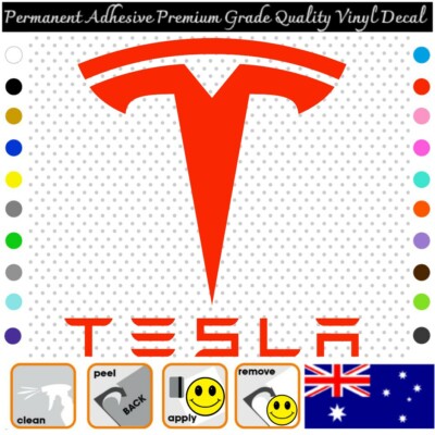 1x TESLA LOGO - Permanent Adhesive Vinyl Decal Sticker Car/Wall/Laptop ...