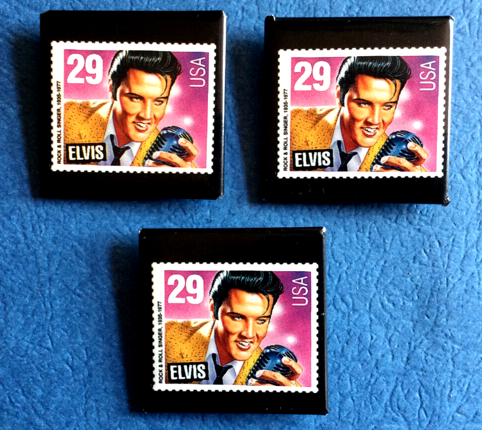 ELVIS PRESLEY,USPS STAMP,PINBACK,LOT OF 3,AS SHOWN,REAL STAMPS | eBay