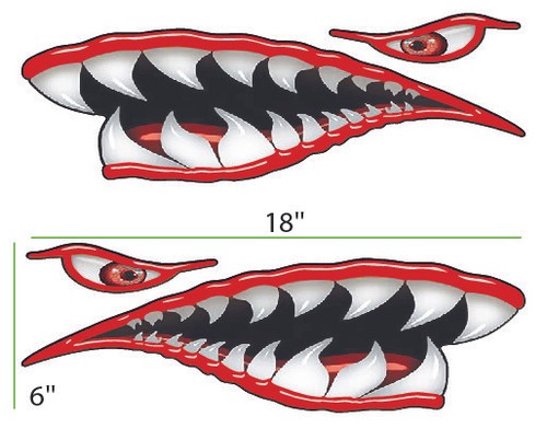 Flying Tigers Shark Teeth Decals Orange WWII Motorcycle Kayak Canoe | eBay