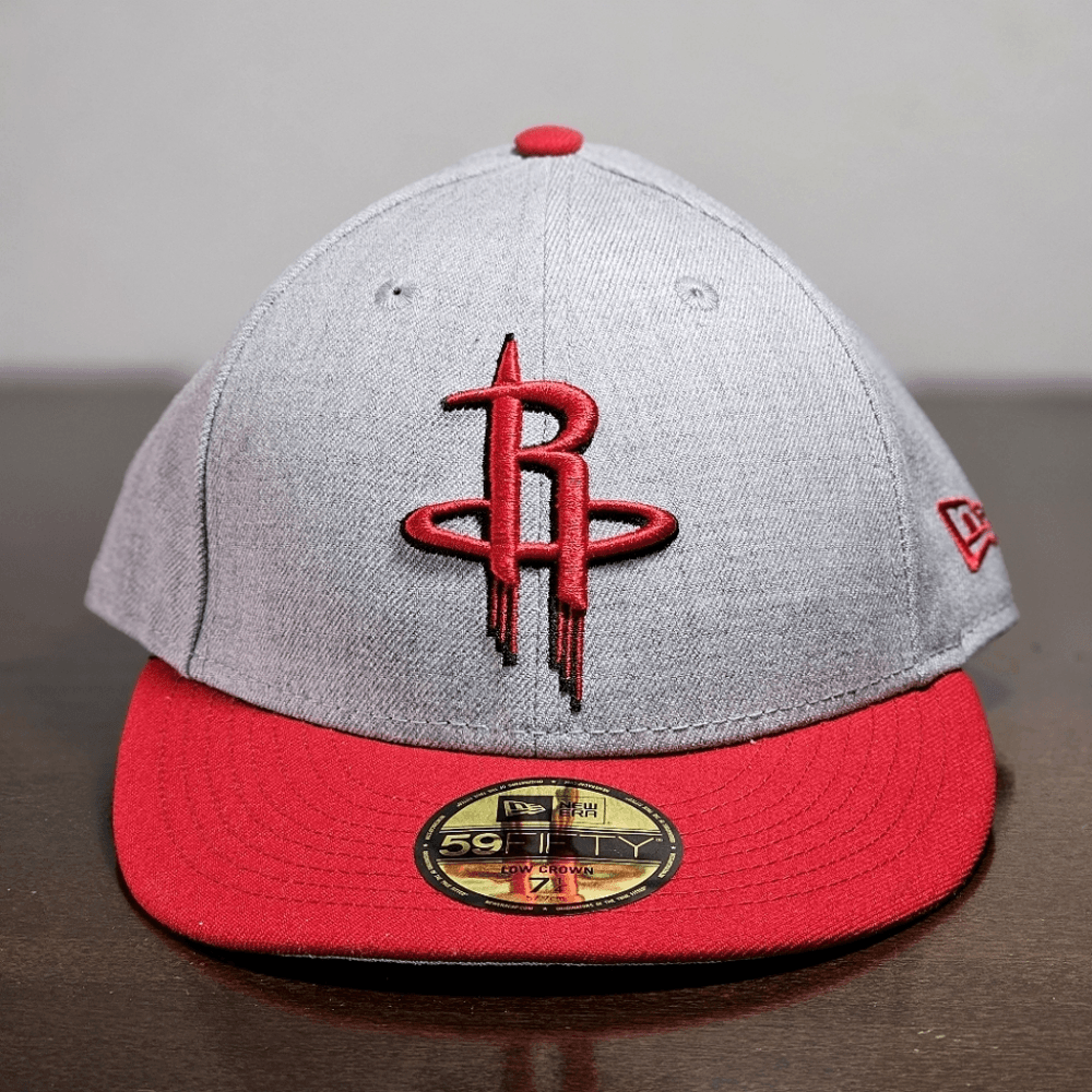 New Era Houston Rockets Hat Low Crown Grey Red Fitted 7 1/4 NBA Cap ...