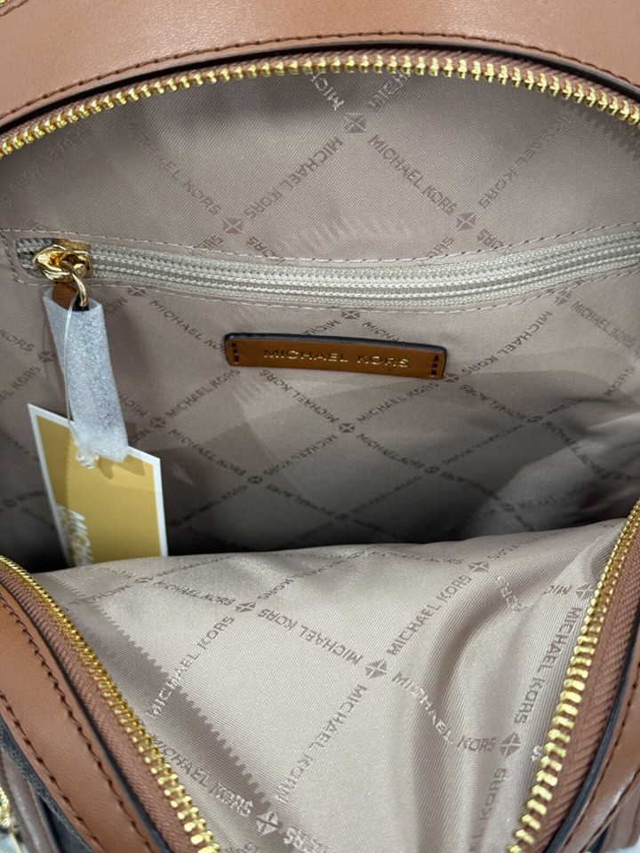 Michael Kors Jaycee Medium MK Signature Logo Backpack Luggage Brown | eBay