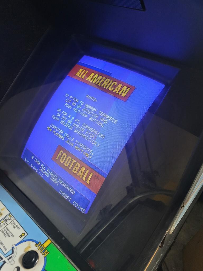 ALL AMERICAN FOOTBALL ARCADE MACHINE by LELAND 1989 (Excellent ...