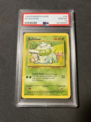 [PSA 10 Gem Mint] Bulbasaur Base Set Unlimited Common 44/102 | Pokémon ...