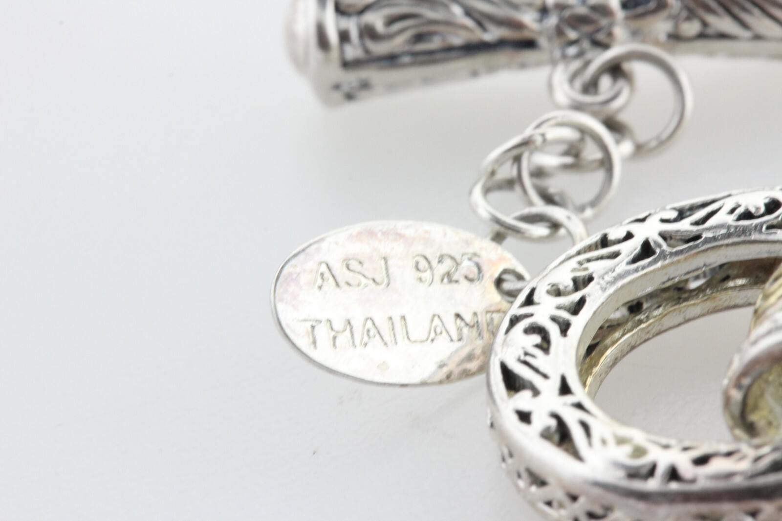 ASJ Sterling Silver & Gold Vermeil Filigree Scroll Design Link Bracelet ...