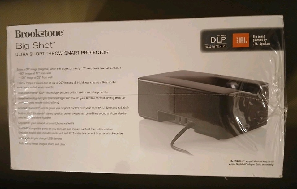 Brookstone Big Shot Ultra Short Throw Smart Projector, Old New Stock ...