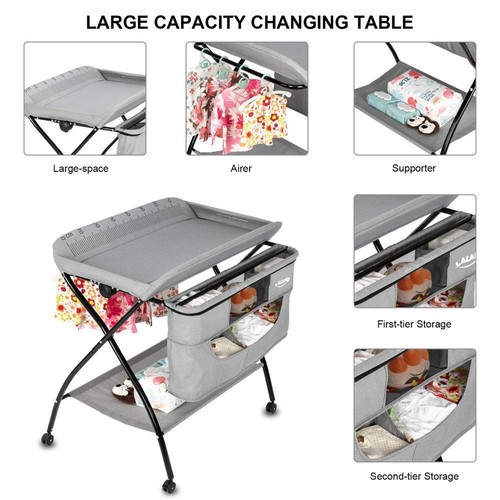 Baby Changing Table Folding Diaper Dresser Station Nursery Organizer ...