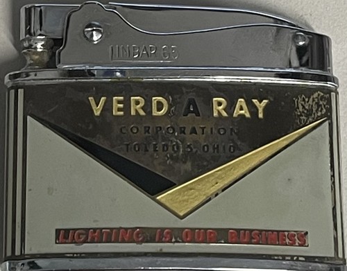 VINTAGE LINBAR 65 VERD A RAY CORPORATION OHIO FLAT ADVERTISING LIGHTER ...