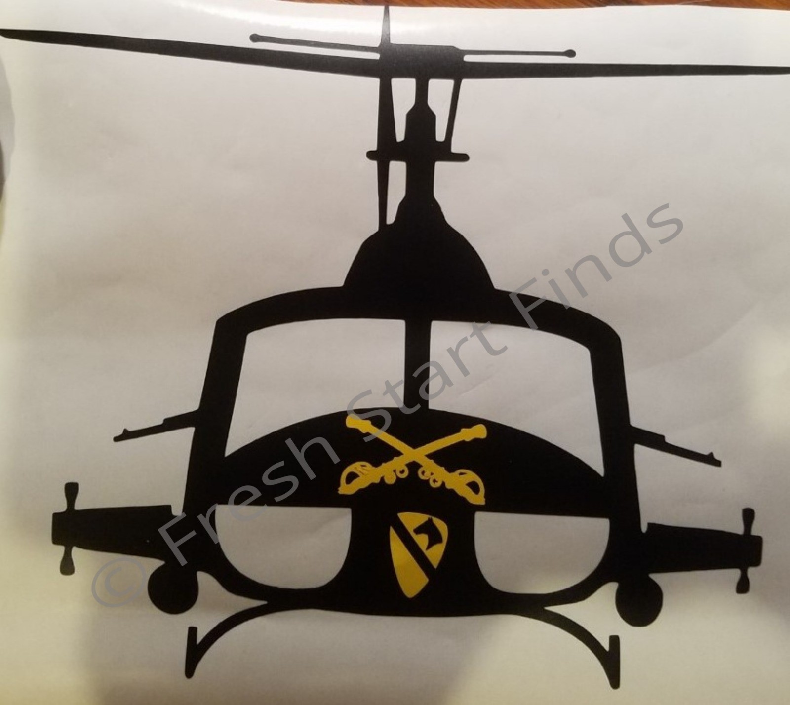 Army UH-1 Huey Helicopter Permanent Vinyl Decal w/1st Air Cavalry Div ...