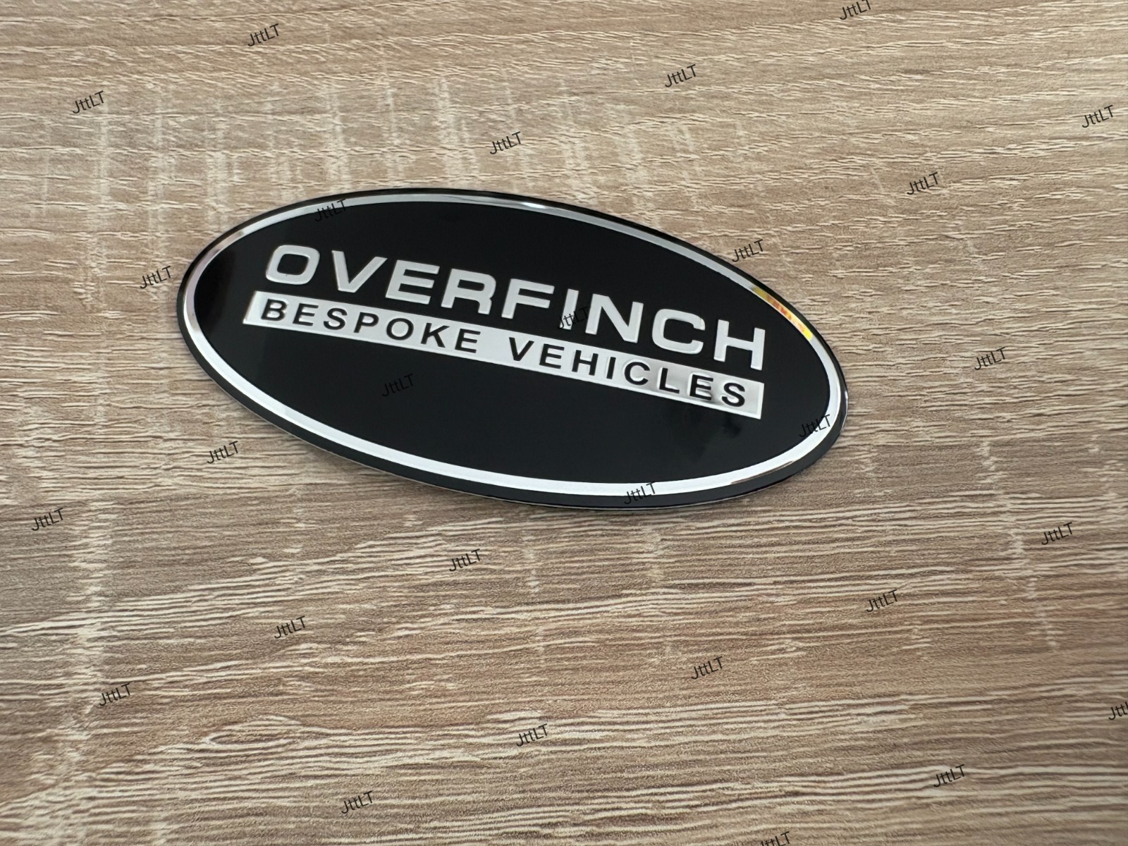 1 pcs for Land Rover Overfinch oval front grille badge black and silver ...