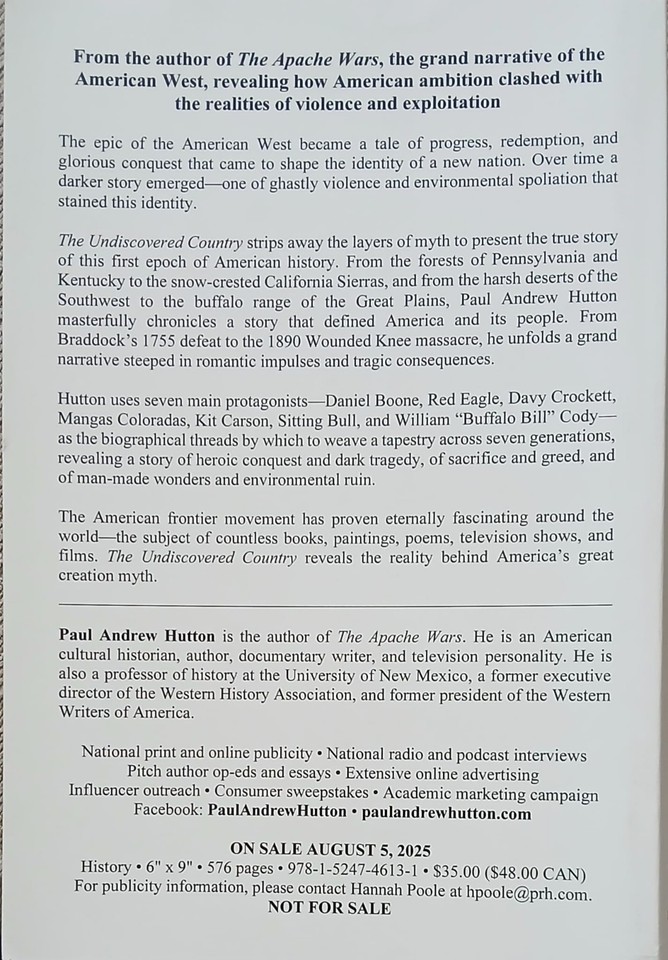 The Undiscovered Country by Paul Andrew Hutton ARC 8/2025 Uncorrected ...