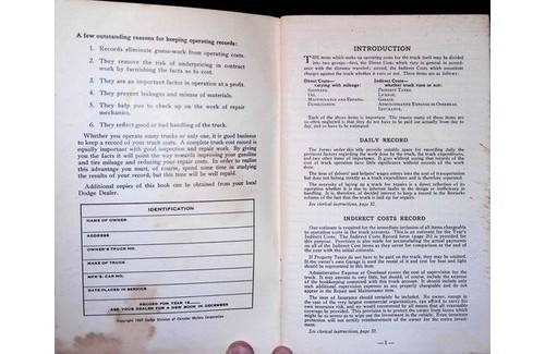 Dodge Truck Operating Record Chrysler Motors 1967 Manual Fleet Ledger ...