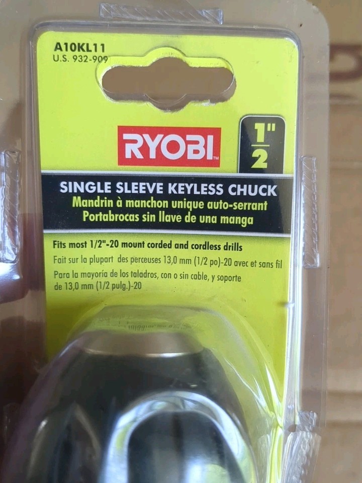 RYOBI 1/2” Single Sleeve Keyless Chuck A10KL11 NEW Fits Most 1/2” 20 ...