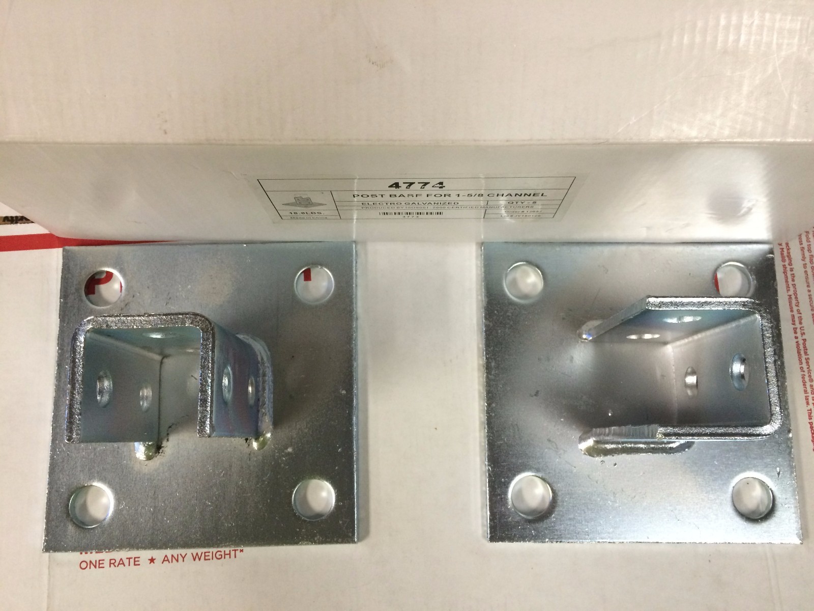 (QTY 10) Square Post Base 1-5/8" for Unistrut / B-Line Channel #4774 ...