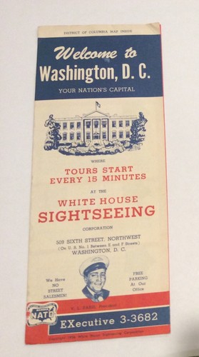Welcome To Washington DC White House 1956 Brochure Guide Map | eBay