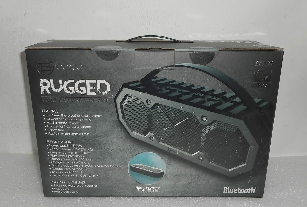 Biconic Rugged Waterproof Wireless Bluetooth Speaker Black (BC-AU-BS ...
