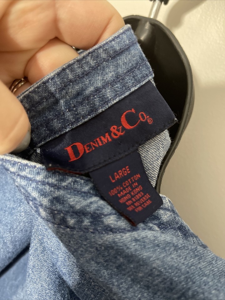 BRAND NEW QVC Denim & Company Blue Jeans Floral Duster Jacket Size L ...