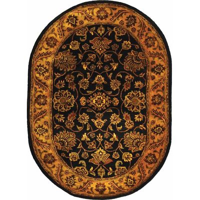 Safavieh Golden Jaipur BLACK / GOLD Wool Area Rug 7'6 X 9'6 Oval | eBay
