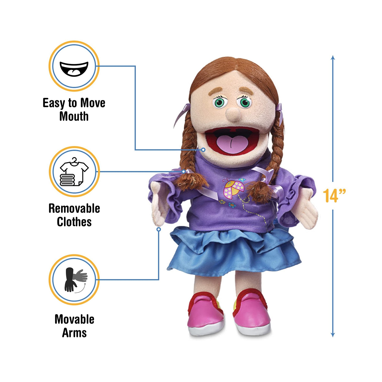 Silly+Puppets+14%E2%80%9D+Amy+Peach+Girl+Hand+Puppet+With+Tags for sale ...