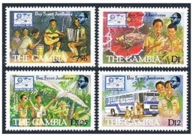 Gambia 704-707,MNH.Michel 724-727. Boy Scout Jamboree 1988.Katydid,Bird ...