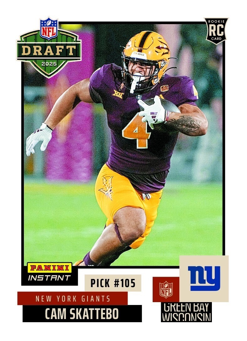 CAM SKATTEBO 2025 Panini Instant NFL DRAFT NIGHT 36 NY GIANTS ROOKIE ...