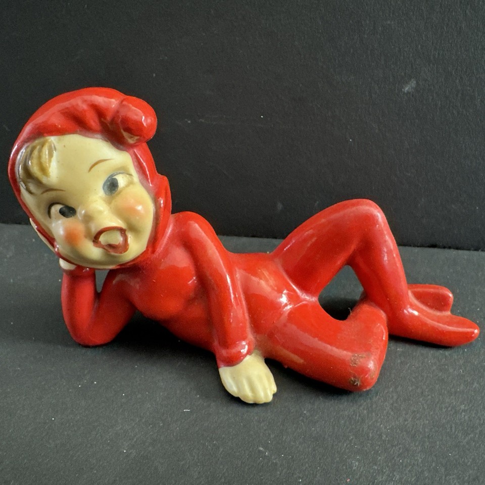 Vintage Hand Painted Candy Cane Pixie Kids Christmas Figurines 1950’s ...